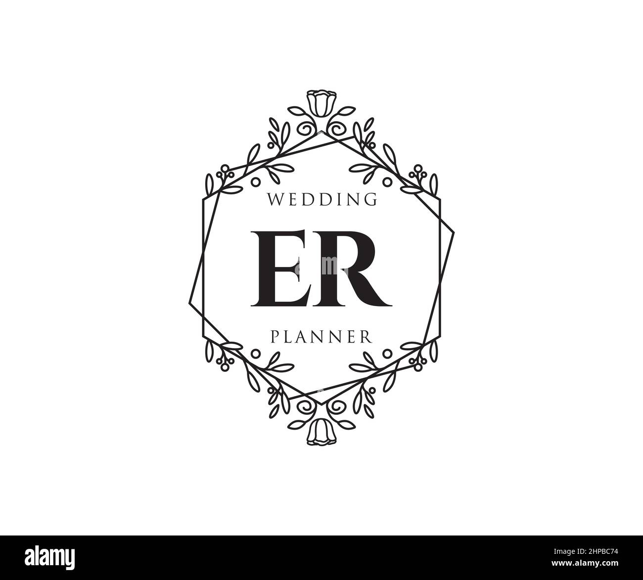 ER Initials letter Wedding monogram logos collection, hand drawn modern ...