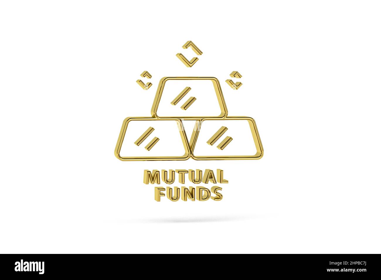 Golden 3d investment fund icon isolated on white background - 3d render ...