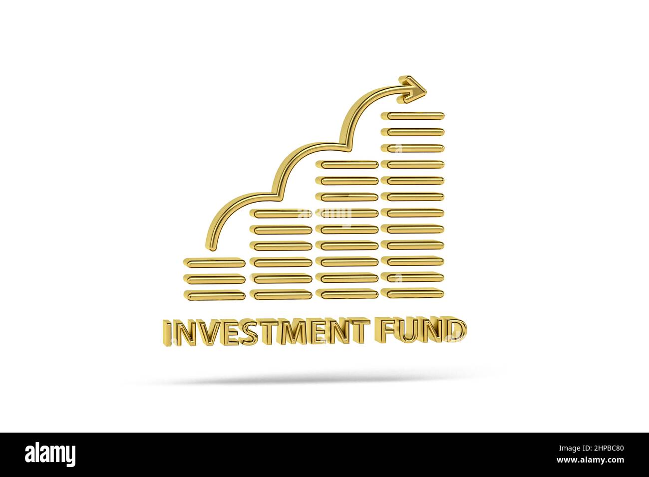 Golden 3d investment fund icon isolated on white background - 3d render ...