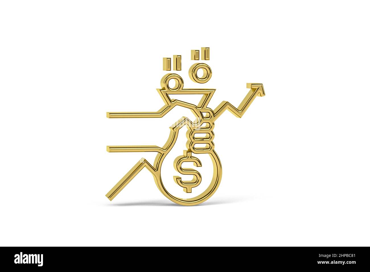 Golden 3d investment fund icon isolated on white background - 3d render ...