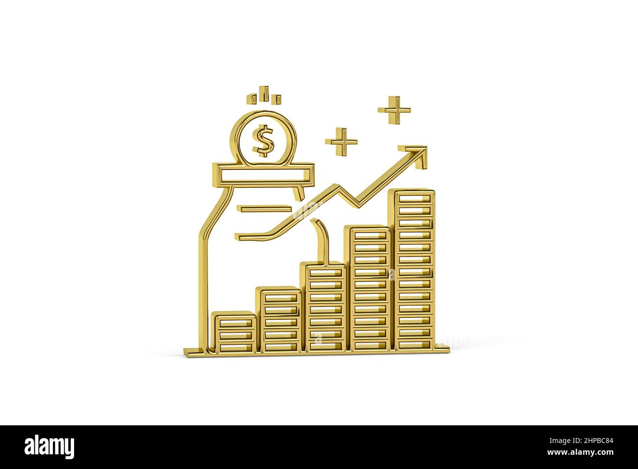 Golden 3d investment fund icon isolated on white background - 3d render ...