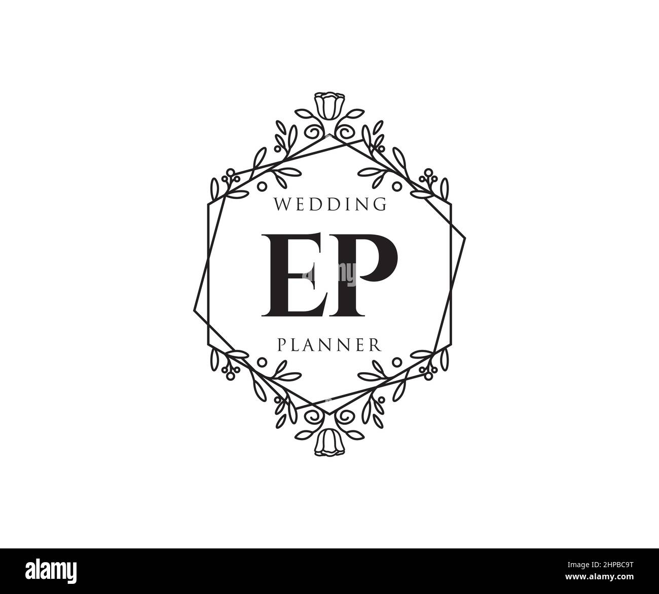 EP Initials letter Wedding monogram logos collection, hand drawn modern ...