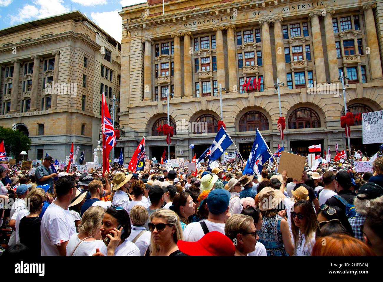 Perth, Australia - November 20, 2021: Freedom rally protest against ...
