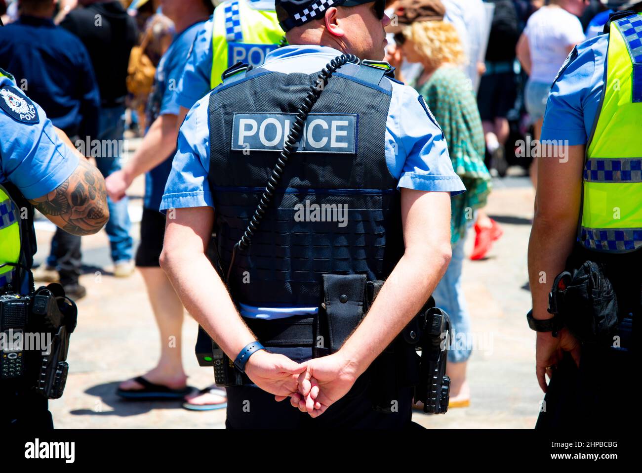 Perth, Australia - November 20, 2021: Police patrolling during the ...