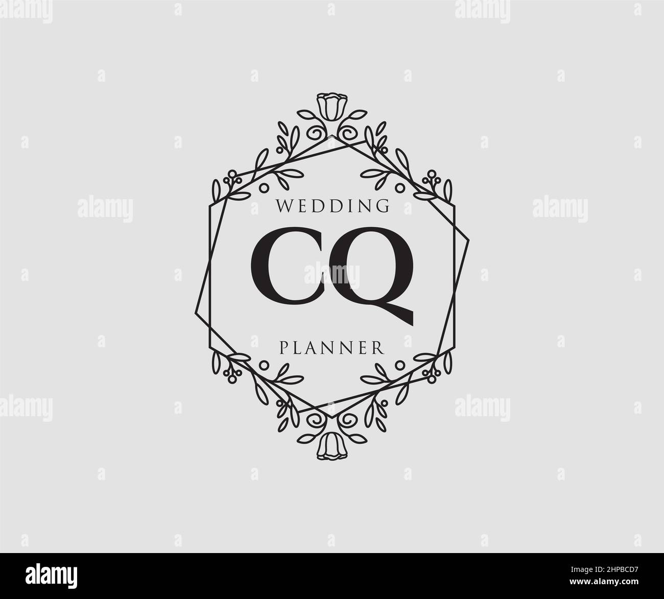 CQ Initials letter Wedding monogram logos collection, hand drawn modern ...