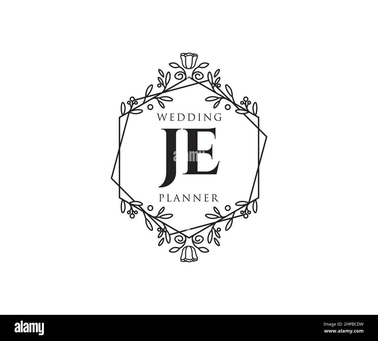 JE Initials letter Wedding monogram logos collection, hand drawn modern ...