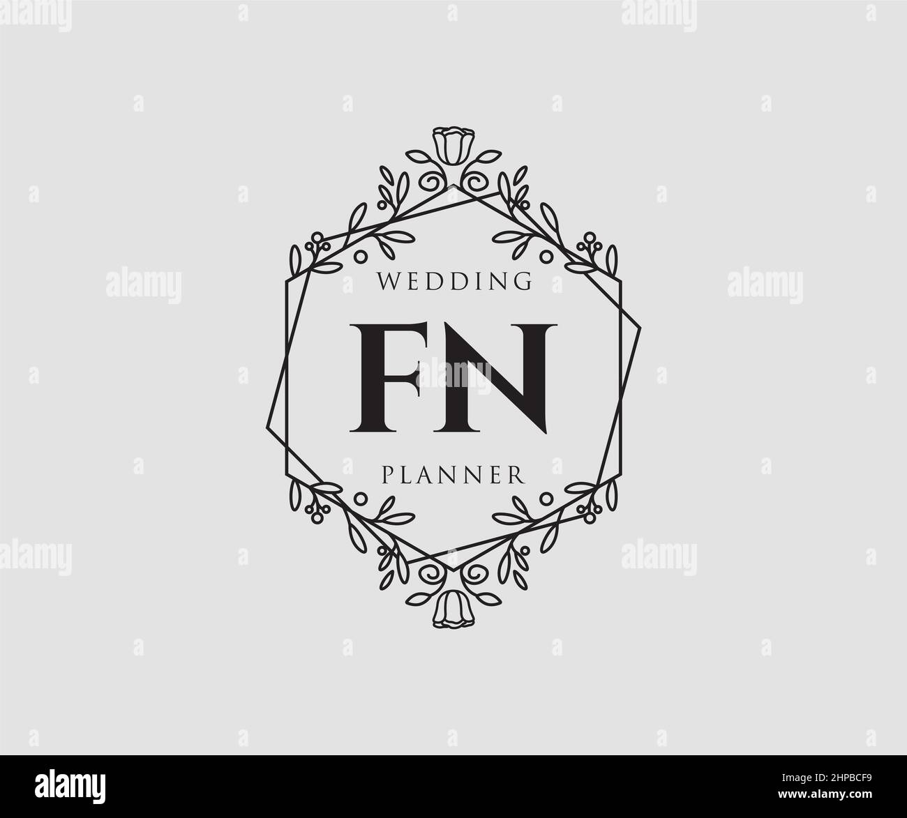 FN Initials letter Wedding monogram logos collection, hand drawn modern ...