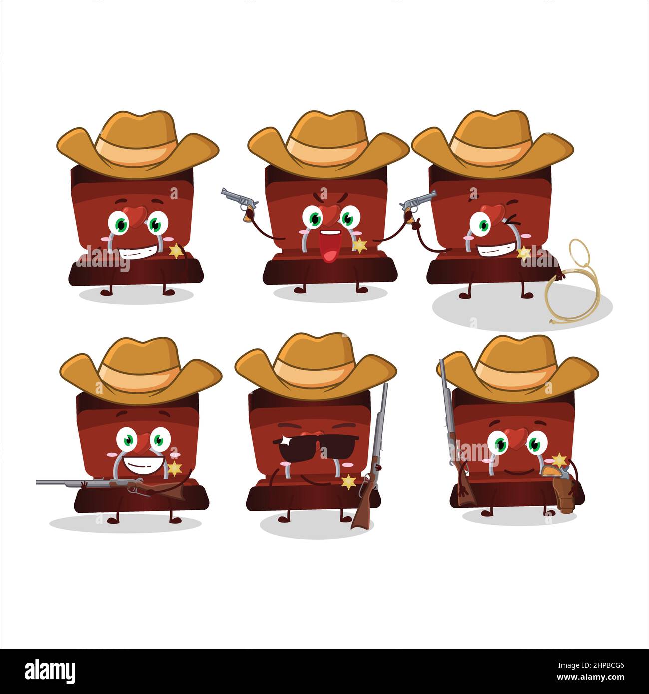 Cool cowboy red ring box cartoon character with a cute hat. Vector ...