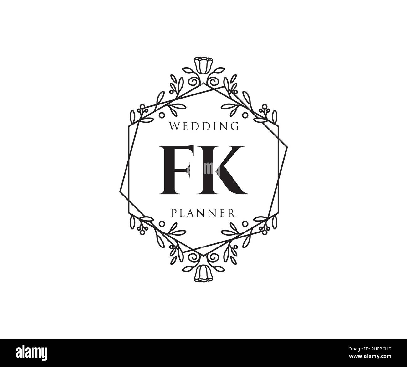FK Initials letter Wedding monogram logos collection, hand drawn modern ...