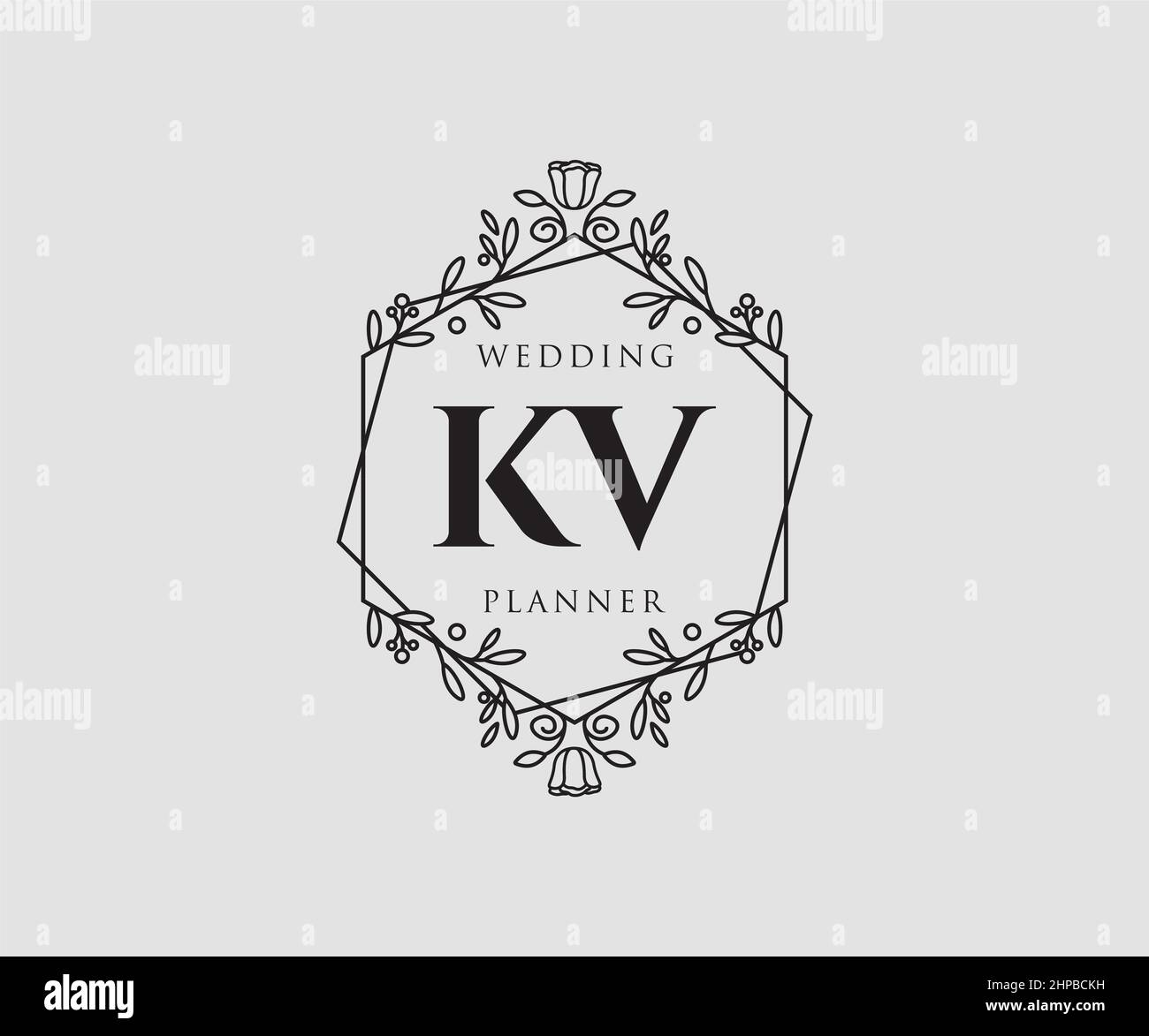 KV Initials letter Wedding monogram logos collection, hand drawn modern ...
