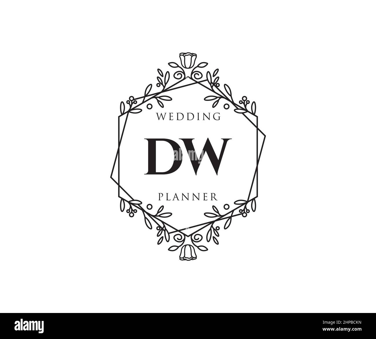 DW Initials letter Wedding monogram logos collection, hand drawn modern ...