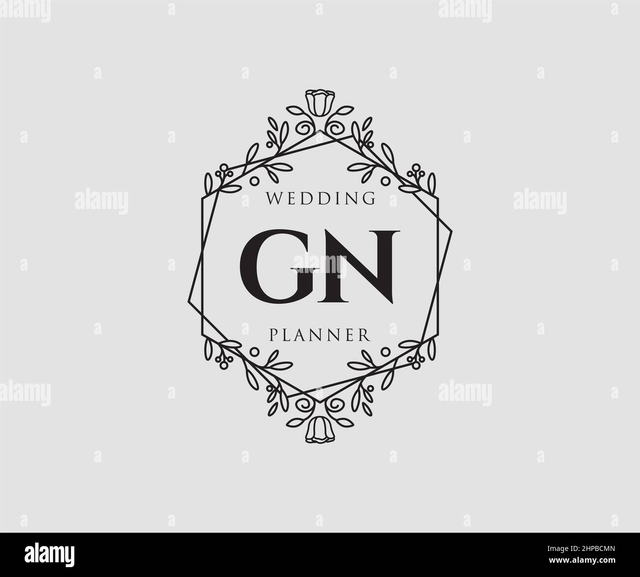 GN Initials letter Wedding monogram logos collection, hand drawn modern ...