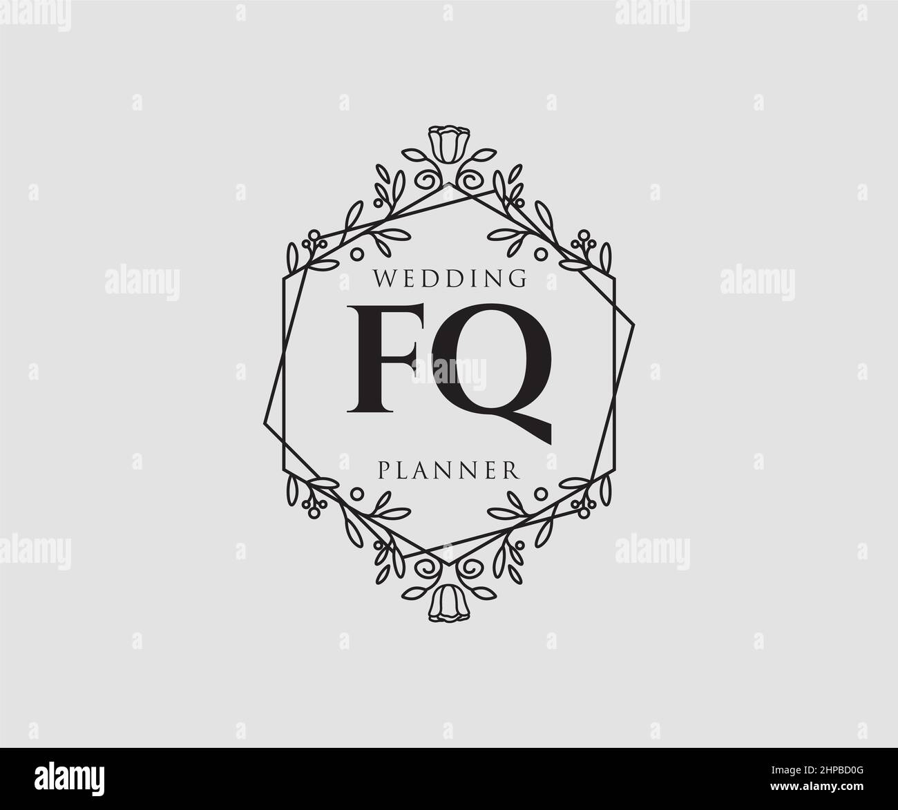 FQ Initials letter Wedding monogram logos collection, hand drawn modern ...