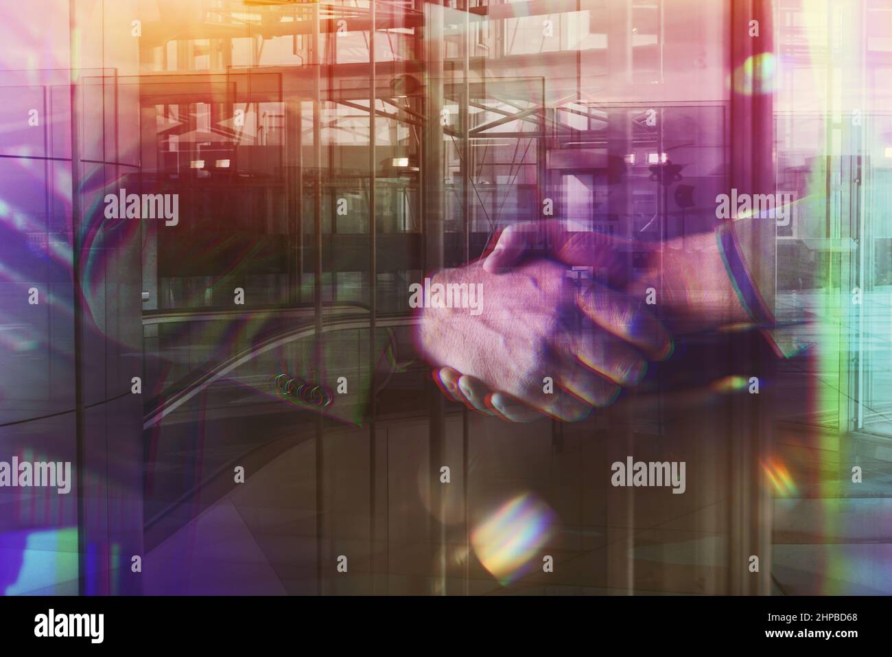 Handshaking of business person in office as teamwork and partnership ...