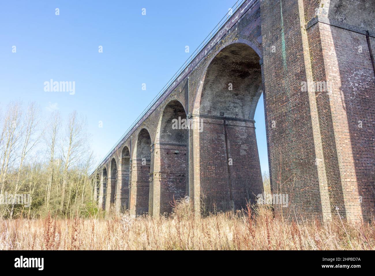 Railway viaduct at Reddish Vale, Stockport, Cheshire, UK Stock Photo ...