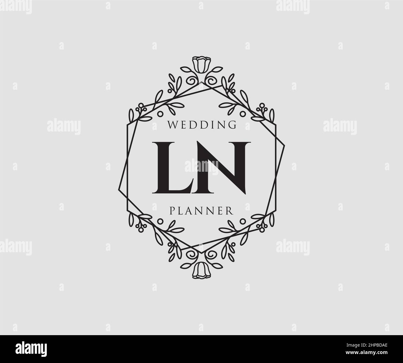 LN Initials letter Wedding monogram logos collection, hand drawn modern ...