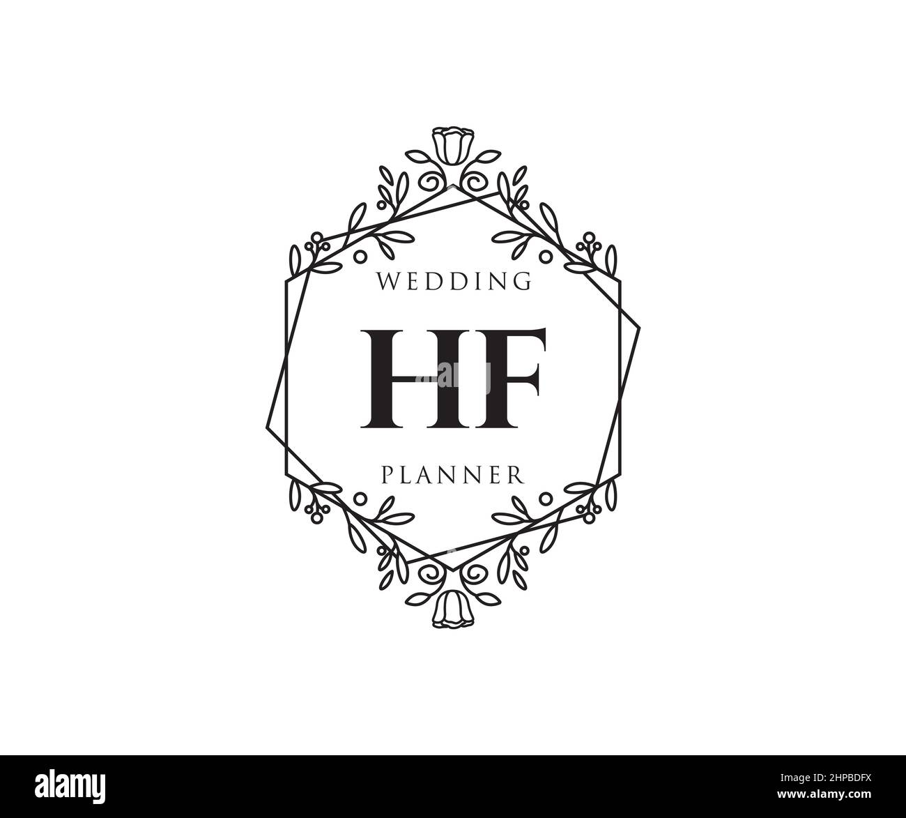 HF Initials letter Wedding monogram logos collection, hand drawn modern ...