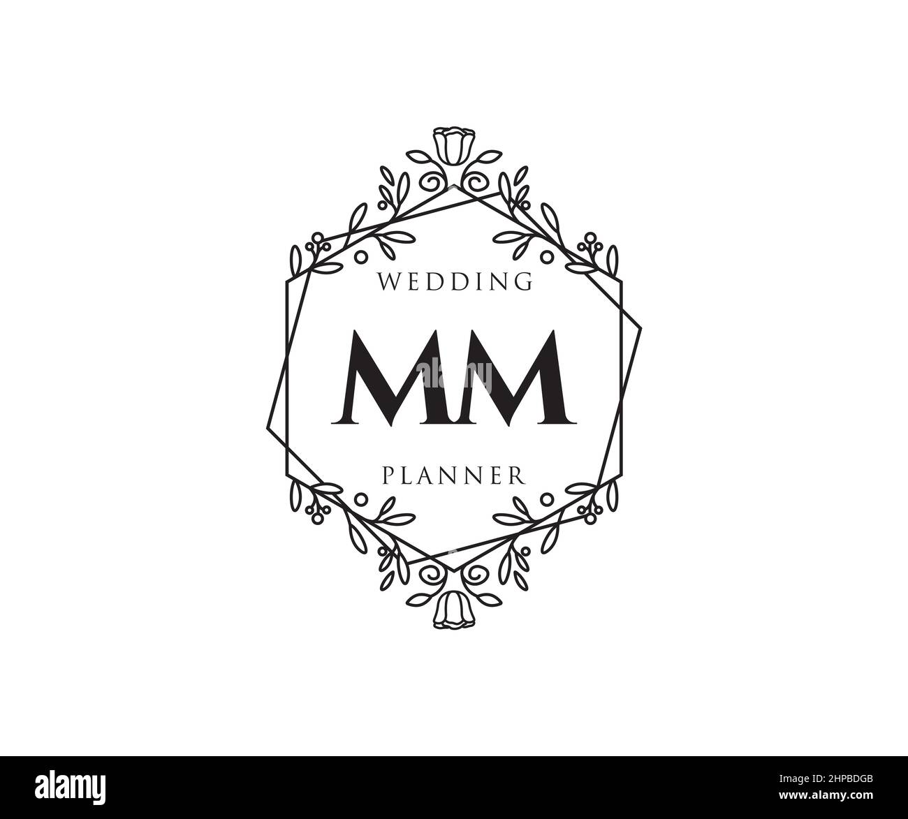 MM Initials letter Wedding monogram logos collection, hand drawn modern ...