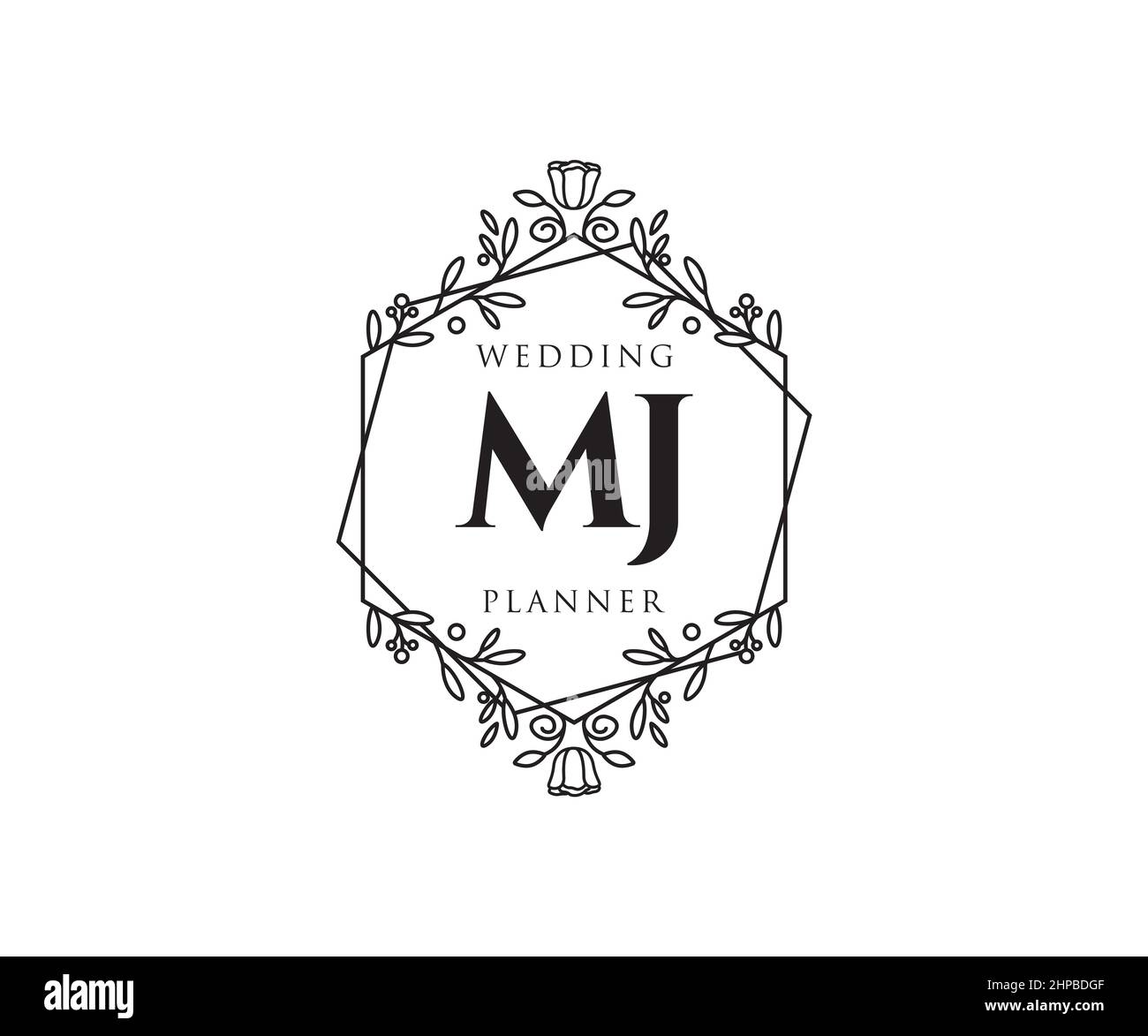 MJ Initials letter Wedding monogram logos collection, hand drawn modern ...