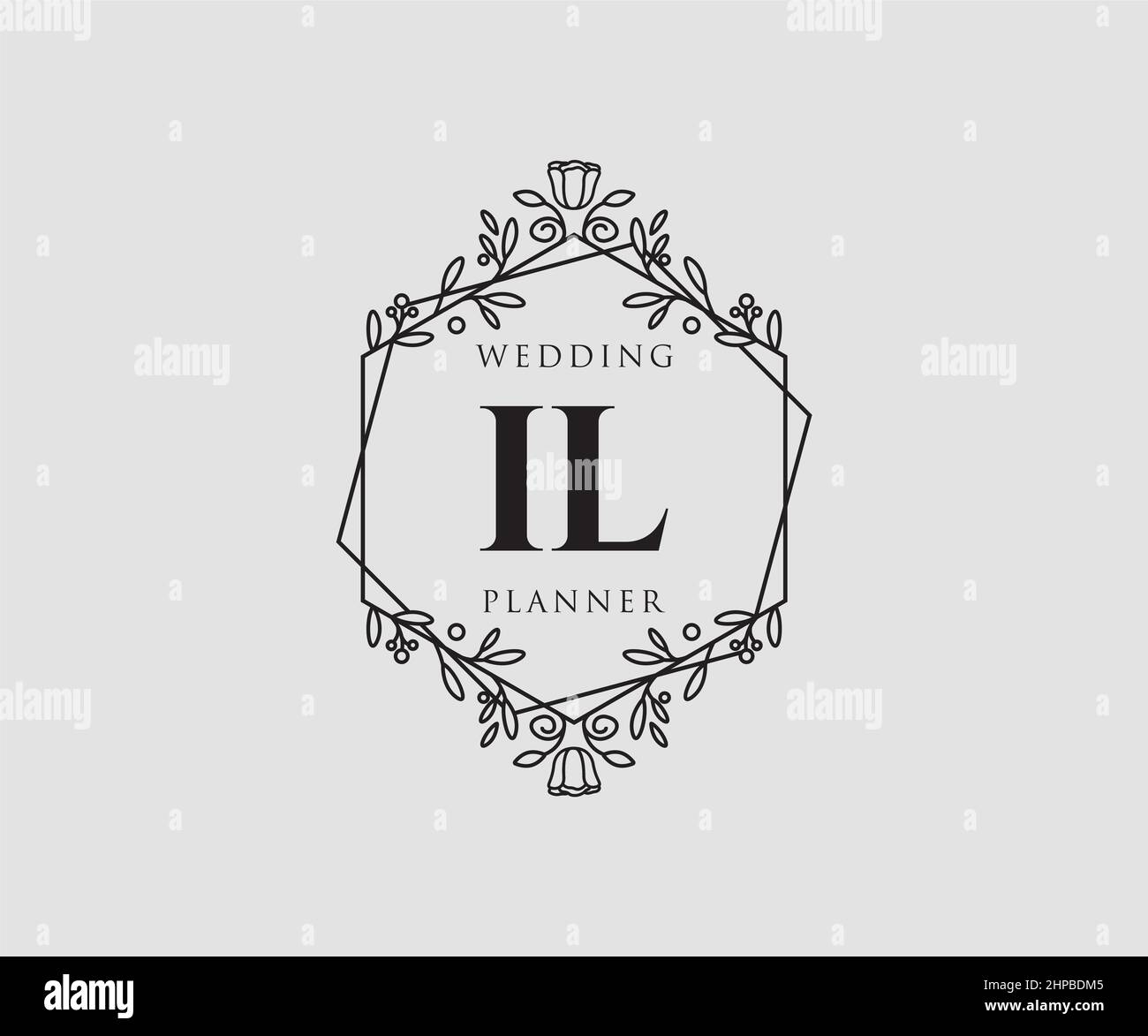 IL Initials letter Wedding monogram logos collection, hand drawn modern ...