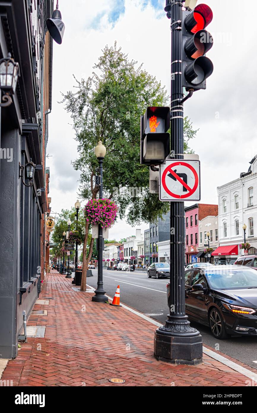 Washington DC, USA - August 18, 2021: M Street in DC Georgetown with ...