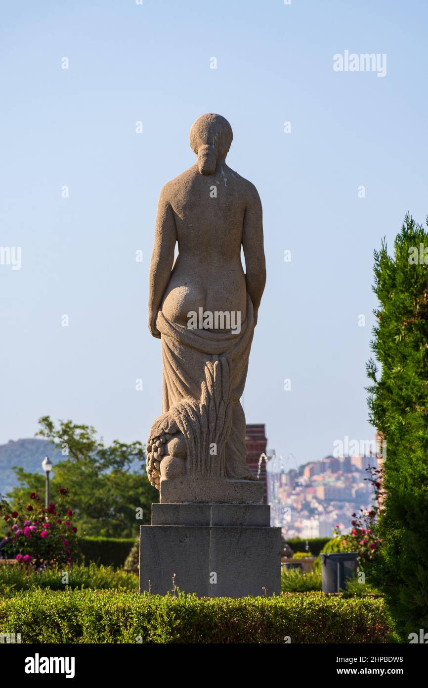 Plaza de la Armada square, Montjuïc, Barcelona, Catalonia, Spain Stock ...