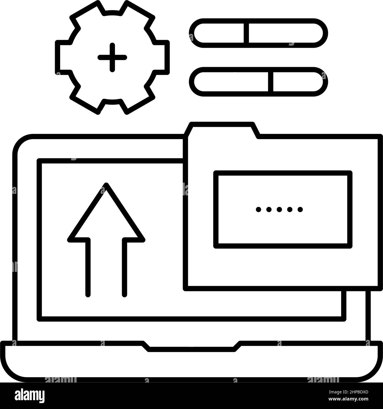 folder laptop line icon vector illustration sign Stock Vector Image ...