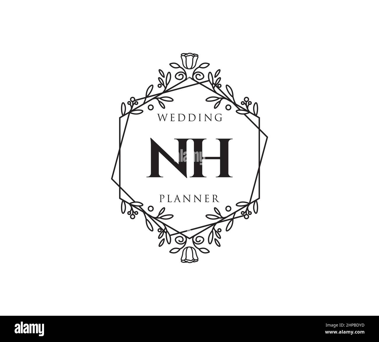 NH Initials letter Wedding monogram logos collection, hand drawn modern ...