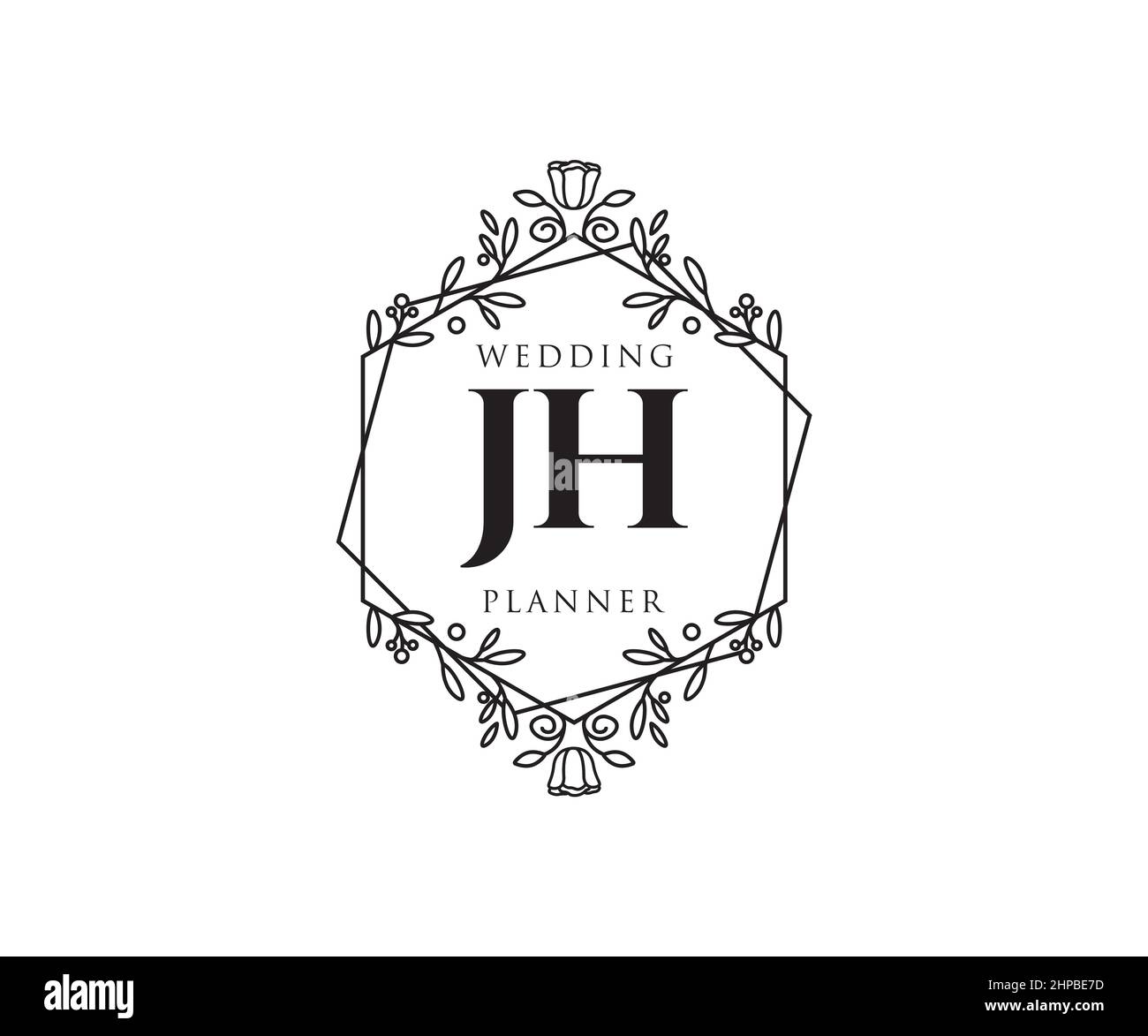 JH Initials letter Wedding monogram logos collection, hand drawn modern ...