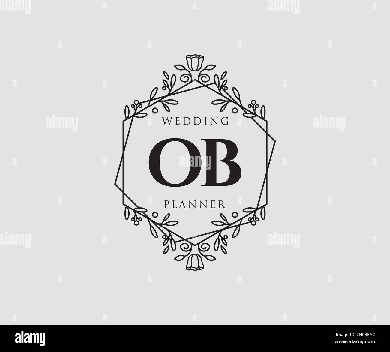 OB Initials letter Wedding monogram logos collection, hand drawn modern ...