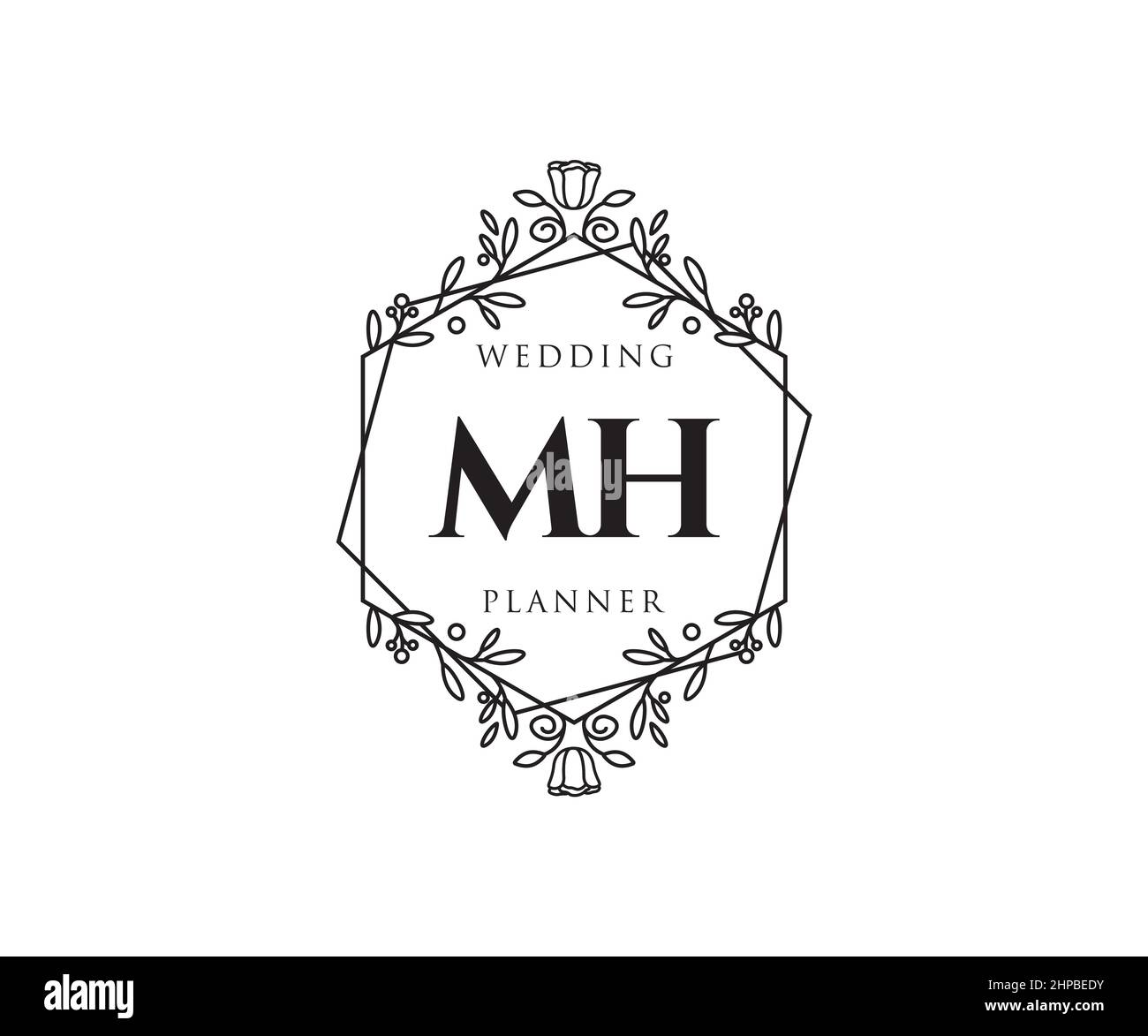 MH Initials letter Wedding monogram logos collection, hand drawn modern ...