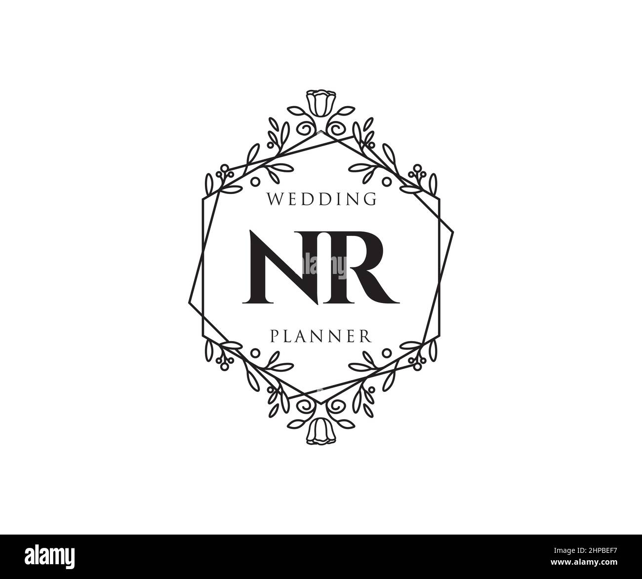 NR Initials letter Wedding monogram logos collection, hand drawn modern ...