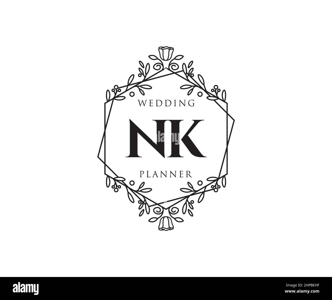 NK Initials letter Wedding monogram logos collection, hand drawn modern ...