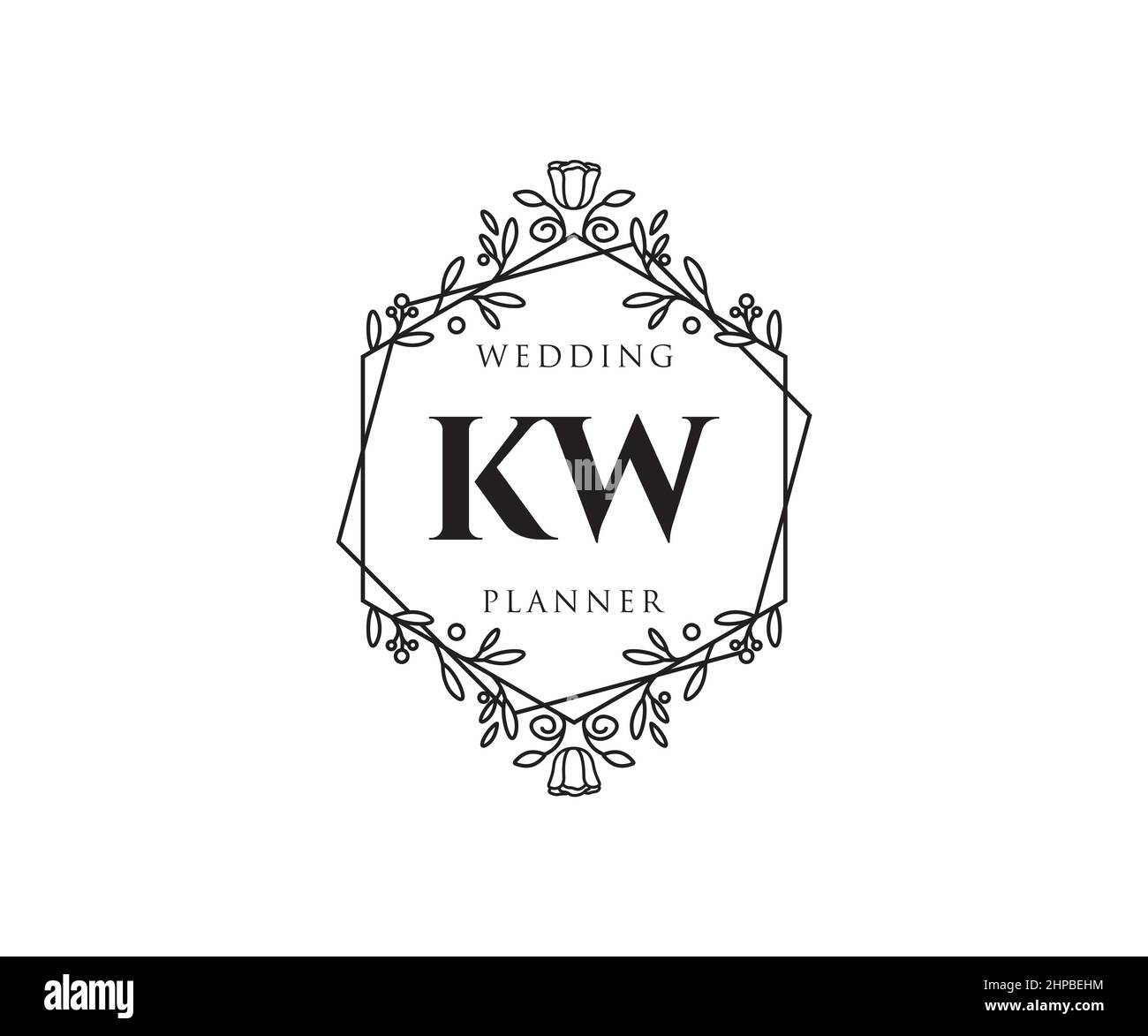 KW Initials letter Wedding monogram logos collection, hand drawn modern ...