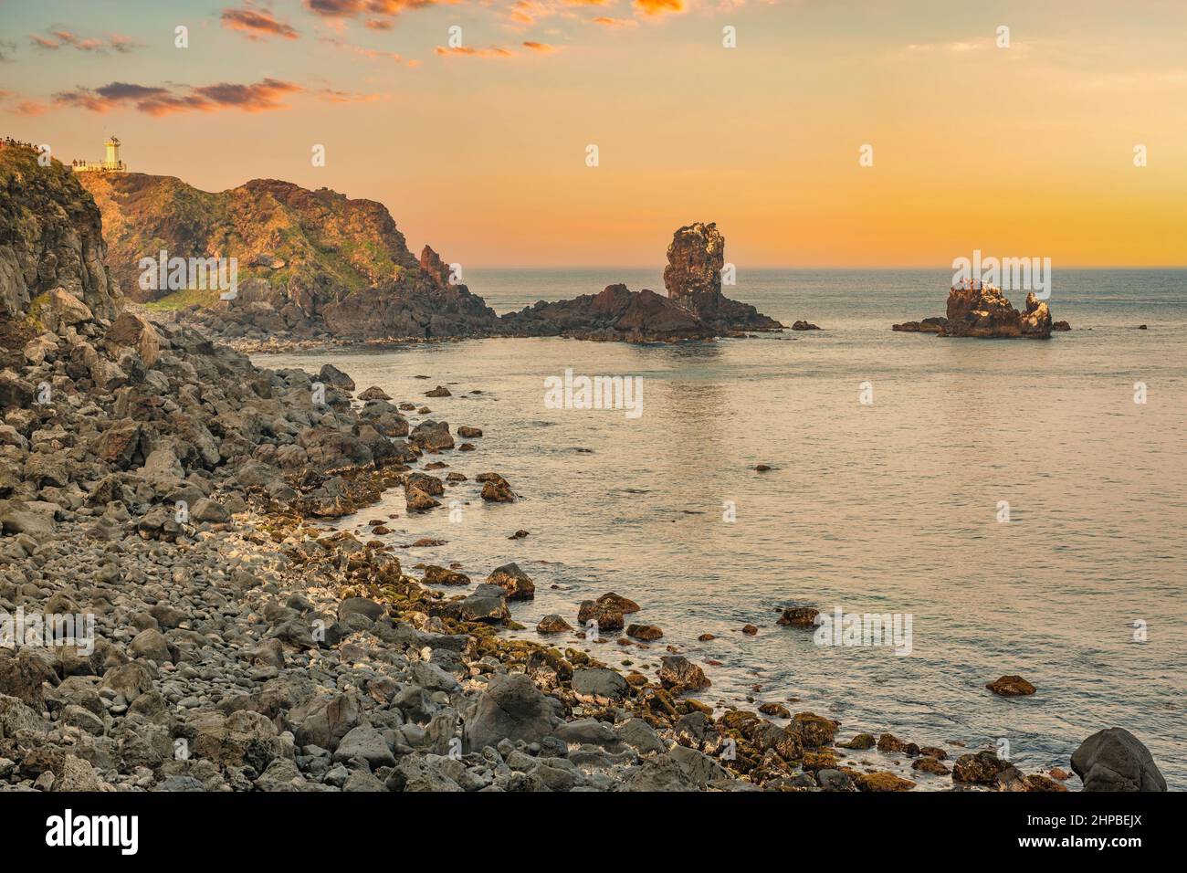 Jeju Island South Korea, nature landscape at Jeju Do Seopjikoji Rock ...