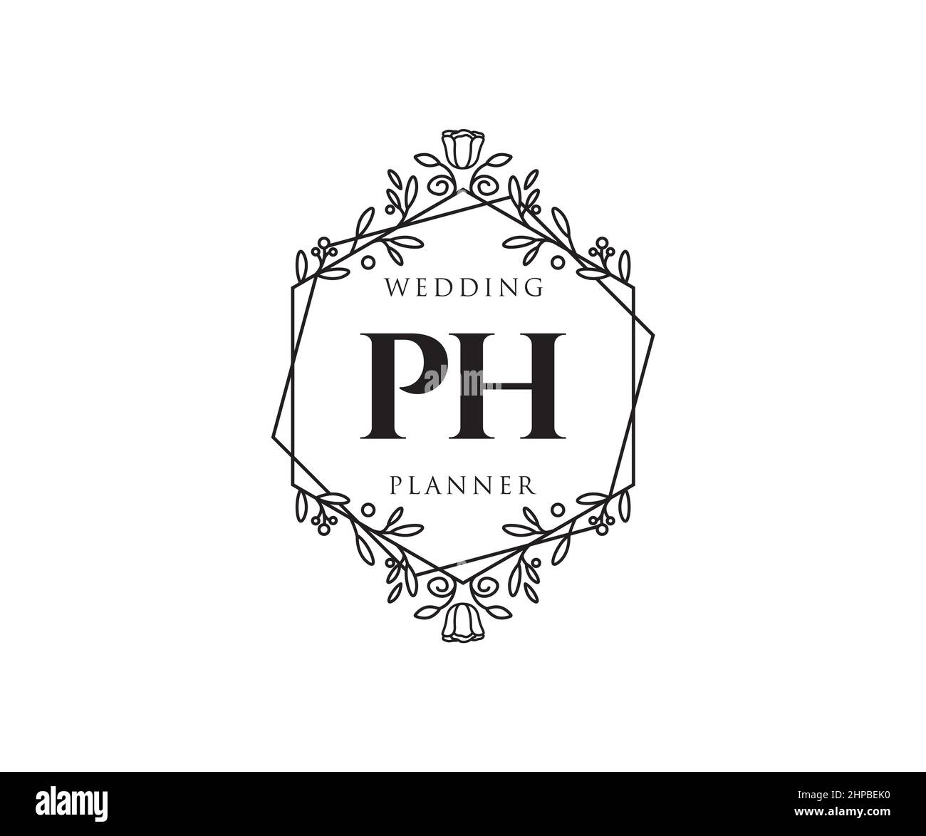 PH Initials letter Wedding monogram logos collection, hand drawn modern ...
