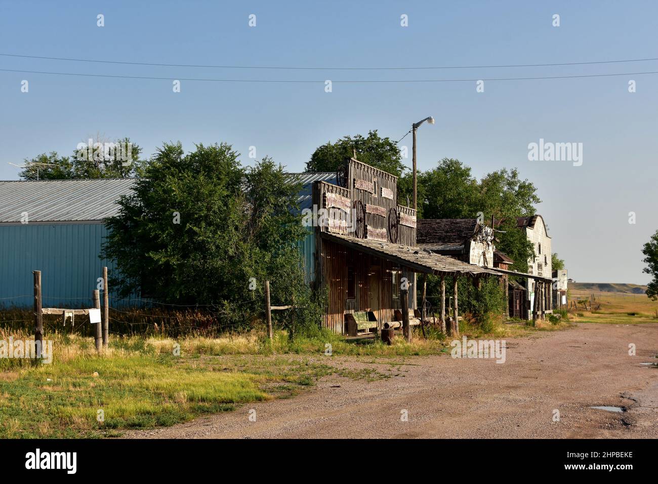 Historic remains of a ghost town in rural abandoned Scenic South Dakota ...