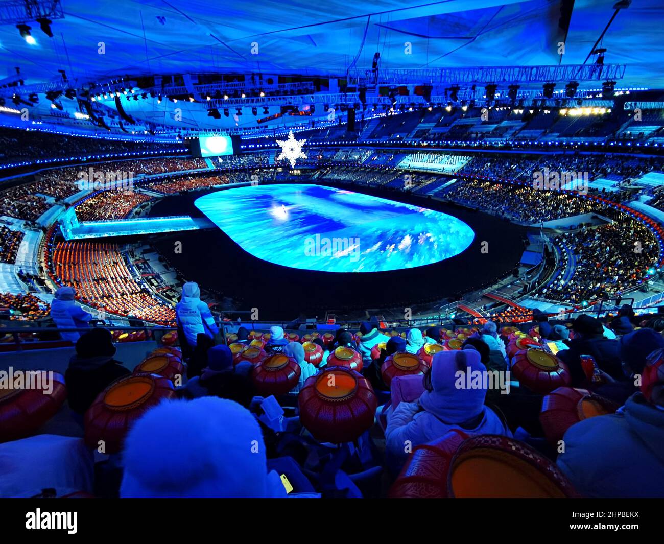 BEIJING, CHINA - FEBRUARY 20, 2022 - Citizens enter National Stadium to ...