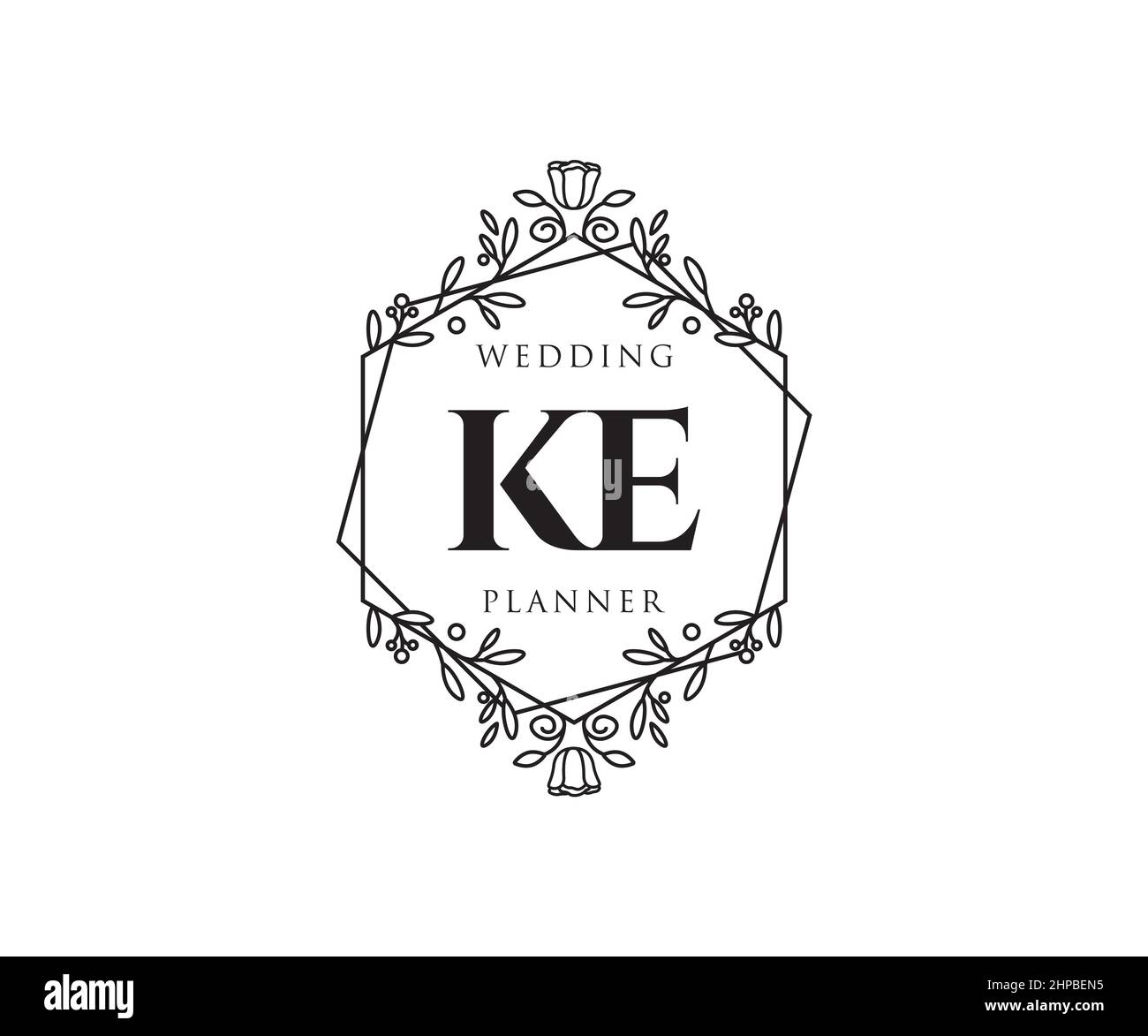 KE Initials letter Wedding monogram logos collection, hand drawn modern ...
