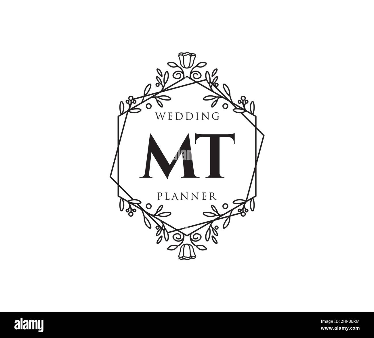 MT Initials letter Wedding monogram logos collection, hand drawn modern ...