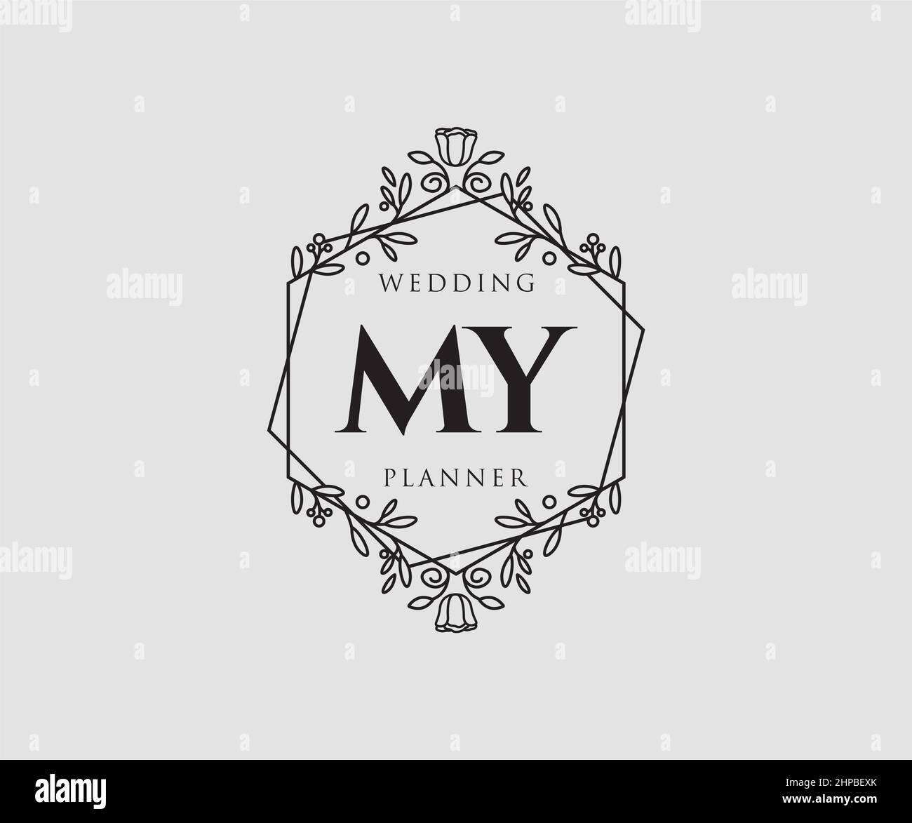MY Initials letter Wedding monogram logos collection, hand drawn modern ...