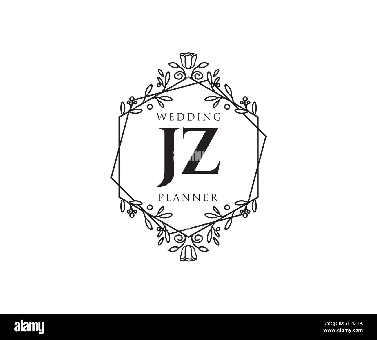 JZ Initials letter Wedding monogram logos collection, hand drawn modern ...