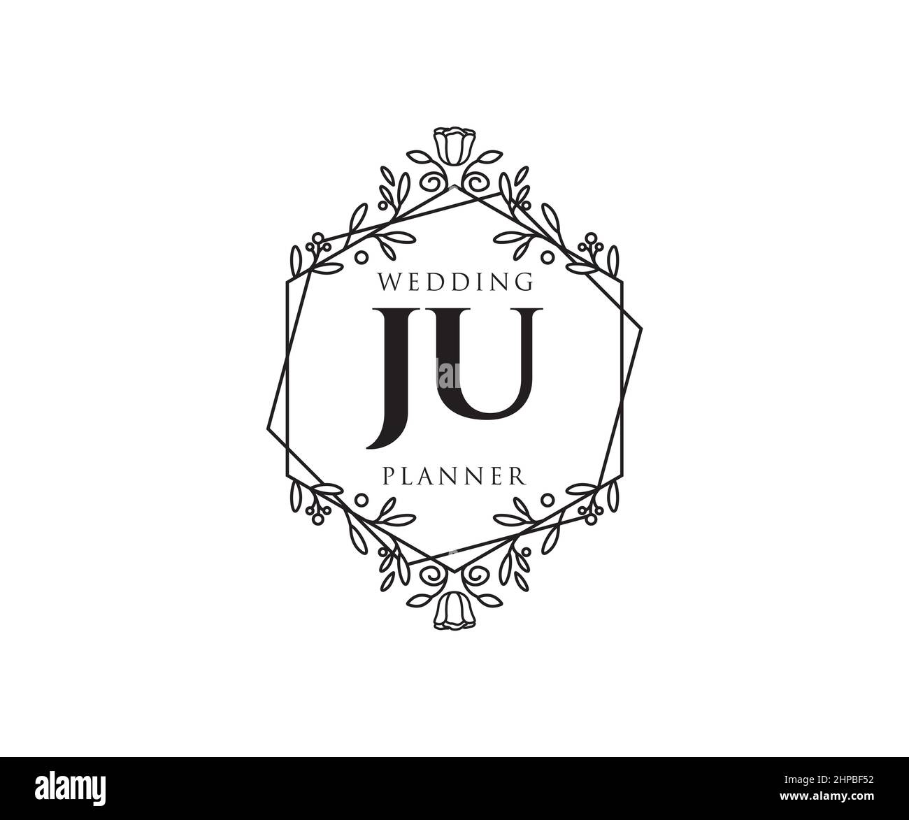 JU Initials letter Wedding monogram logos collection, hand drawn modern ...