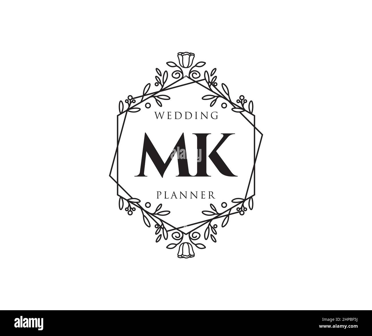 MK Initials letter Wedding monogram logos collection, hand drawn modern ...