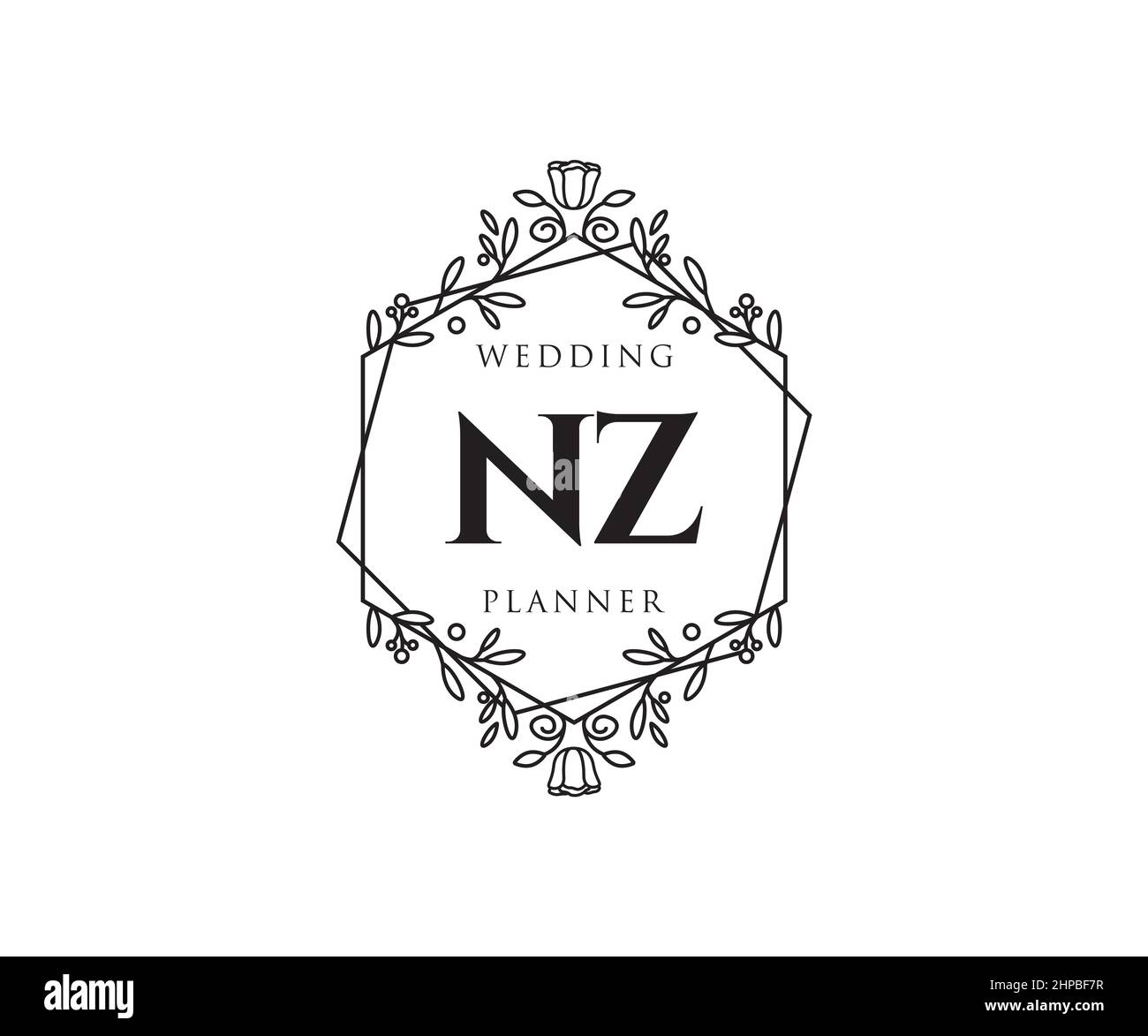 NZ Initials letter Wedding monogram logos collection, hand drawn modern ...