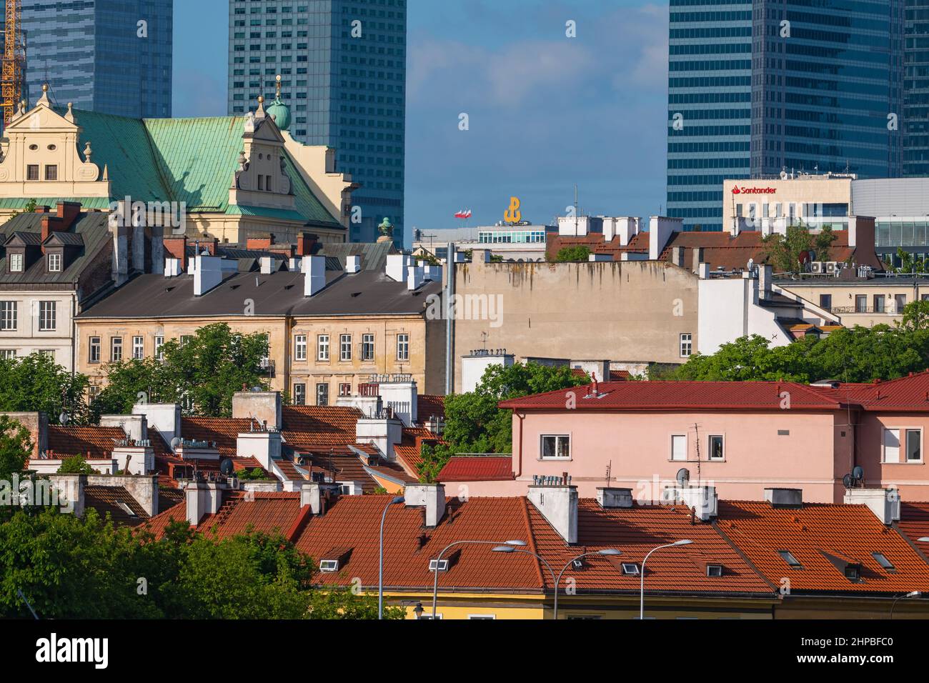 Downtown district (Śródmieście) cityscape of Warsaw city in Poland ...