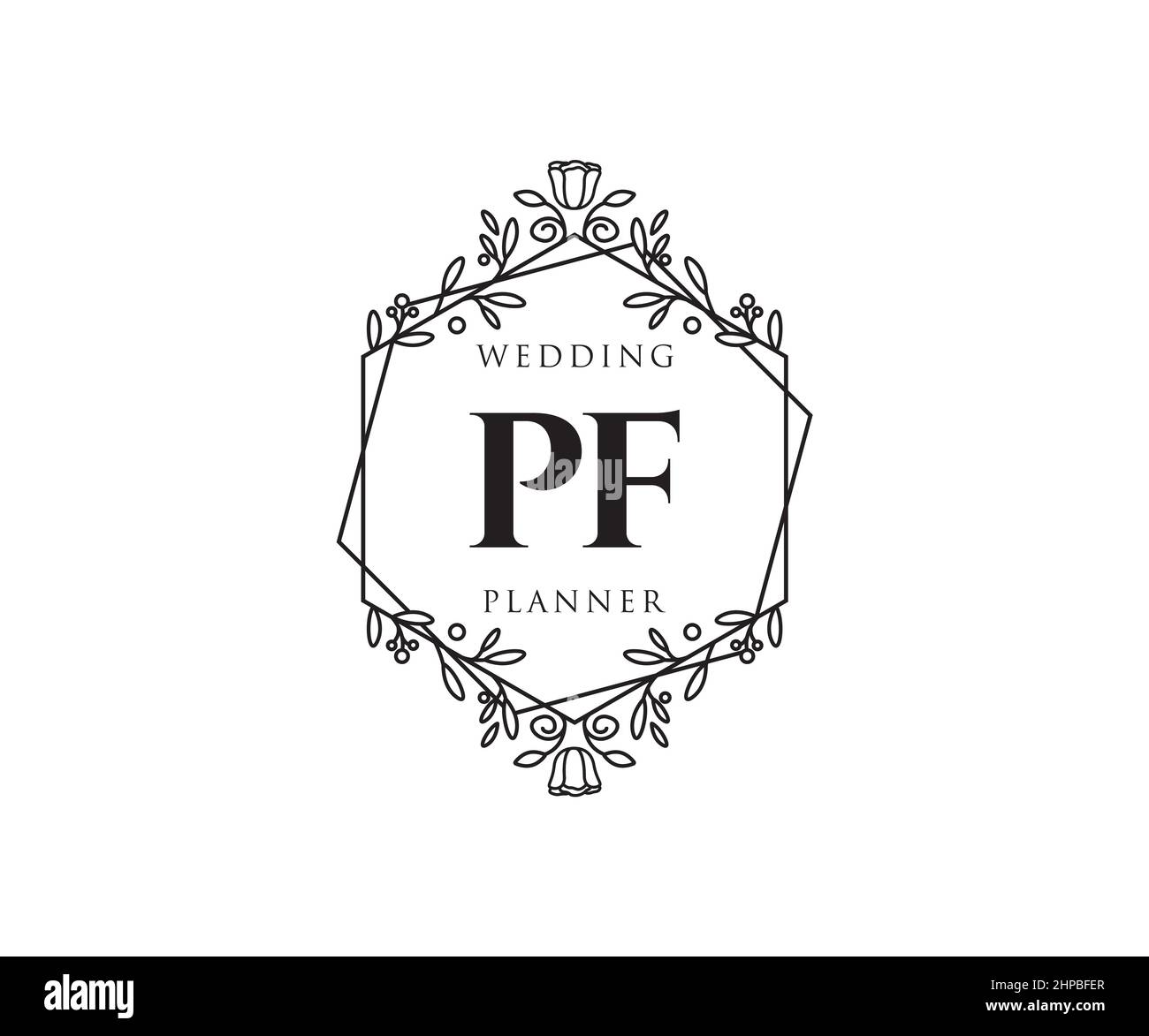 PF Initials letter Wedding monogram logos collection, hand drawn modern ...