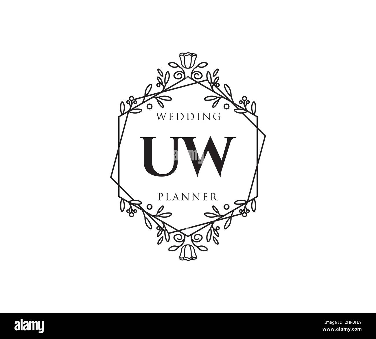 UW Initials letter Wedding monogram logos collection, hand drawn modern ...