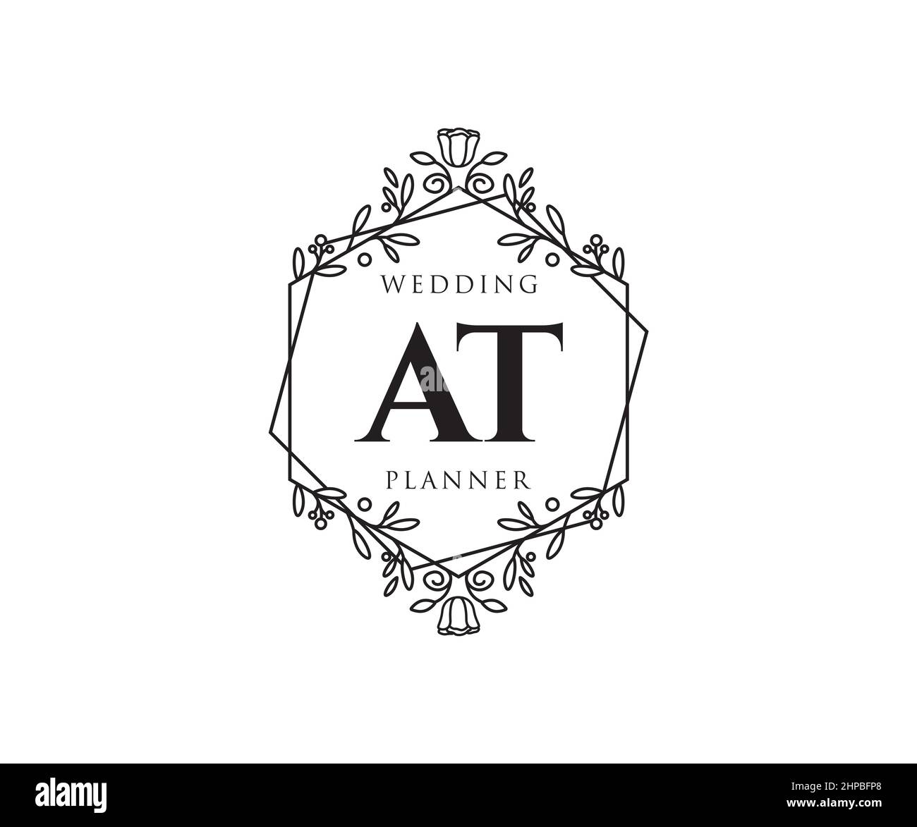 AT Initials letter Wedding monogram logos collection, hand drawn modern ...