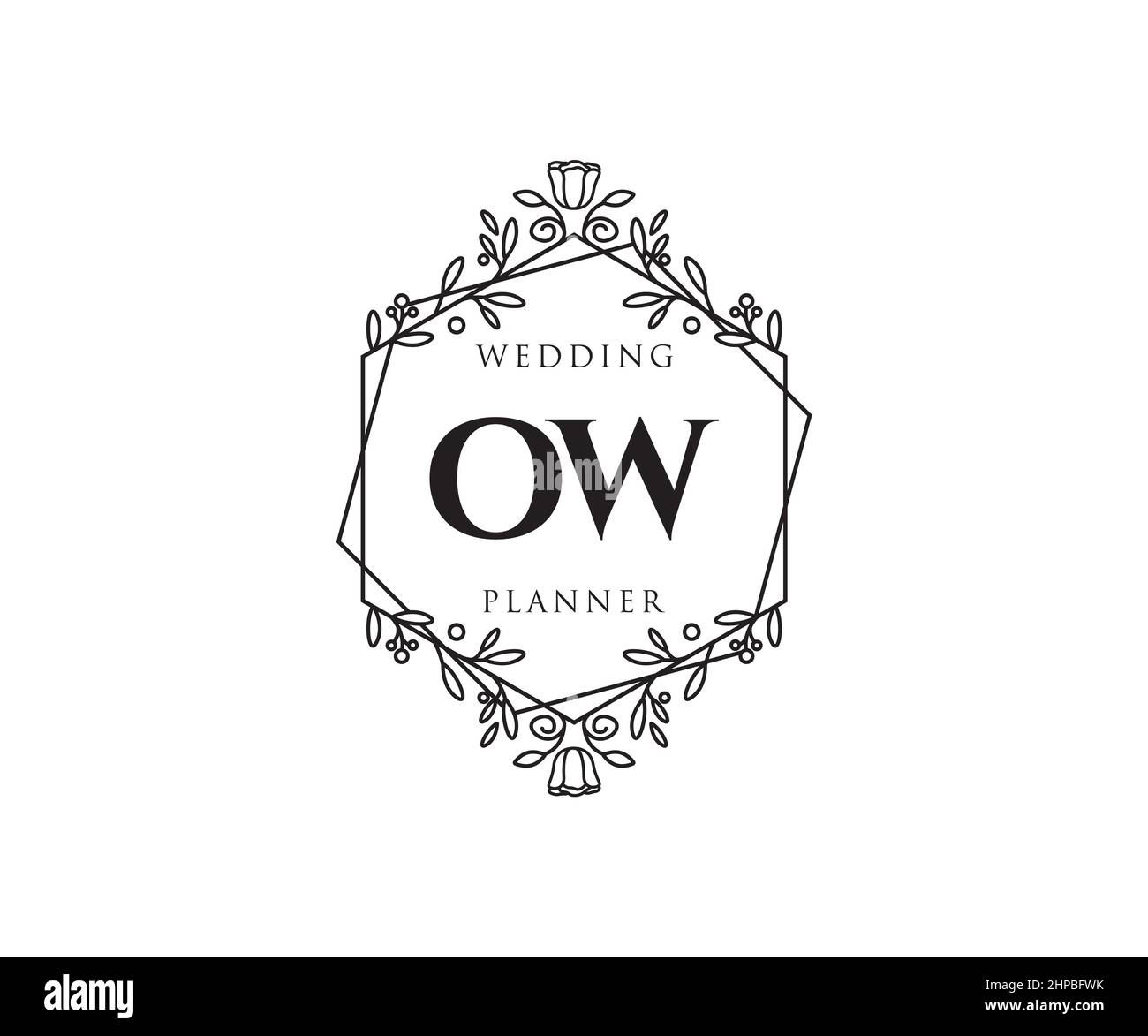 OW Initials letter Wedding monogram logos collection, hand drawn modern minimalistic and floral ...